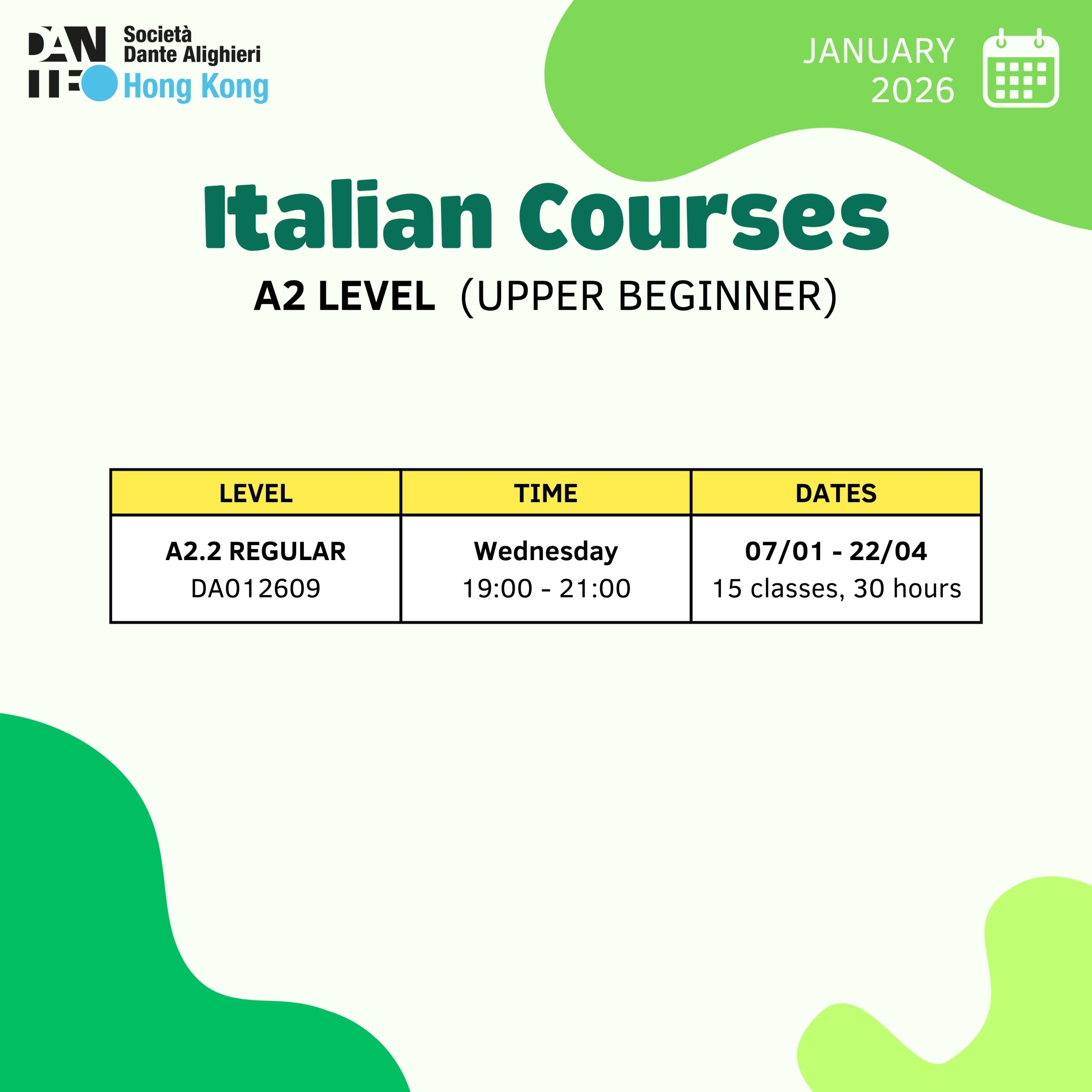 2026 April Course Overview – Dante Alighieri Society in Hong Kong